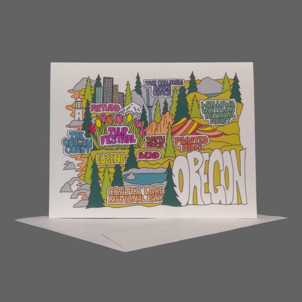 Tulip Festival Oregon Map Greeting Card | Land of the Lost Girl